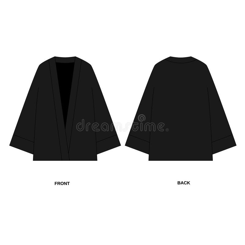 Vector Illustration of Kimono Style Jacket Front and Back View. Stock ...