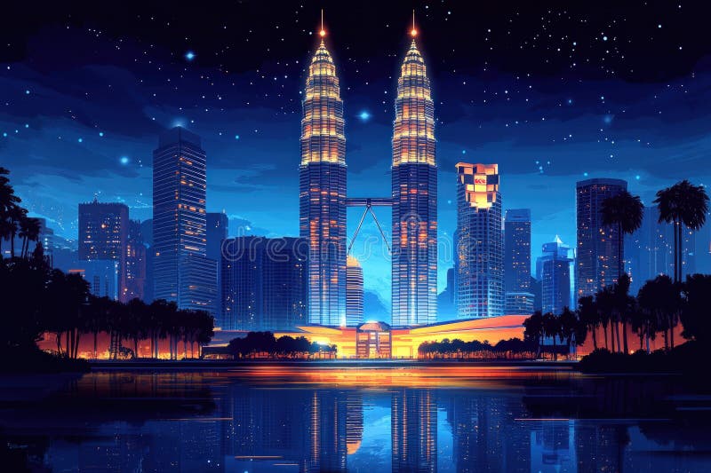 A Vector Illustration of the KLCC Tower, Sleek and Modern ...