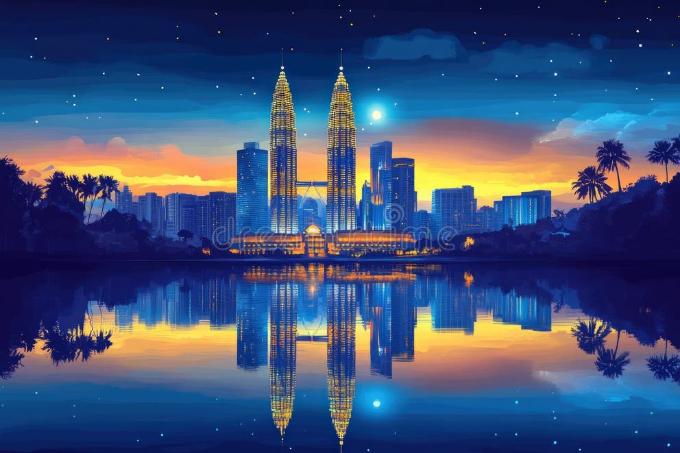 A Vector Illustration of the KLCC Tower, Sleek and Modern ...