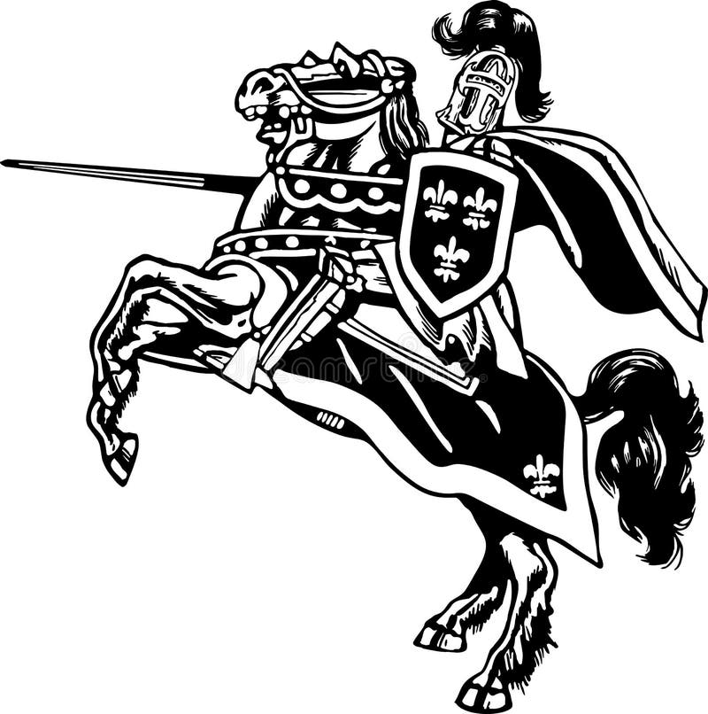 Mounted Knight from 15th Century Stock Vector - Illustration of helmet ...