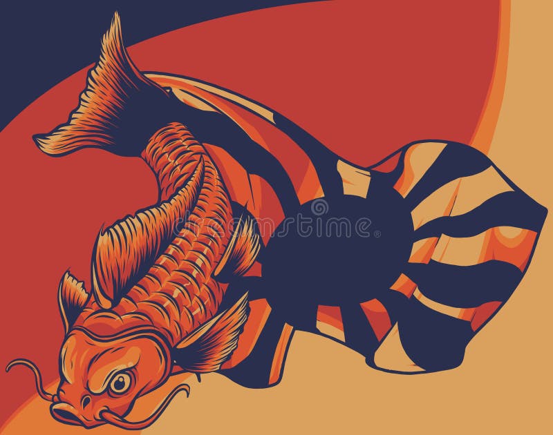 Vector Illustration of Koi Fish with Rising Sun Flag Stock Vector ...