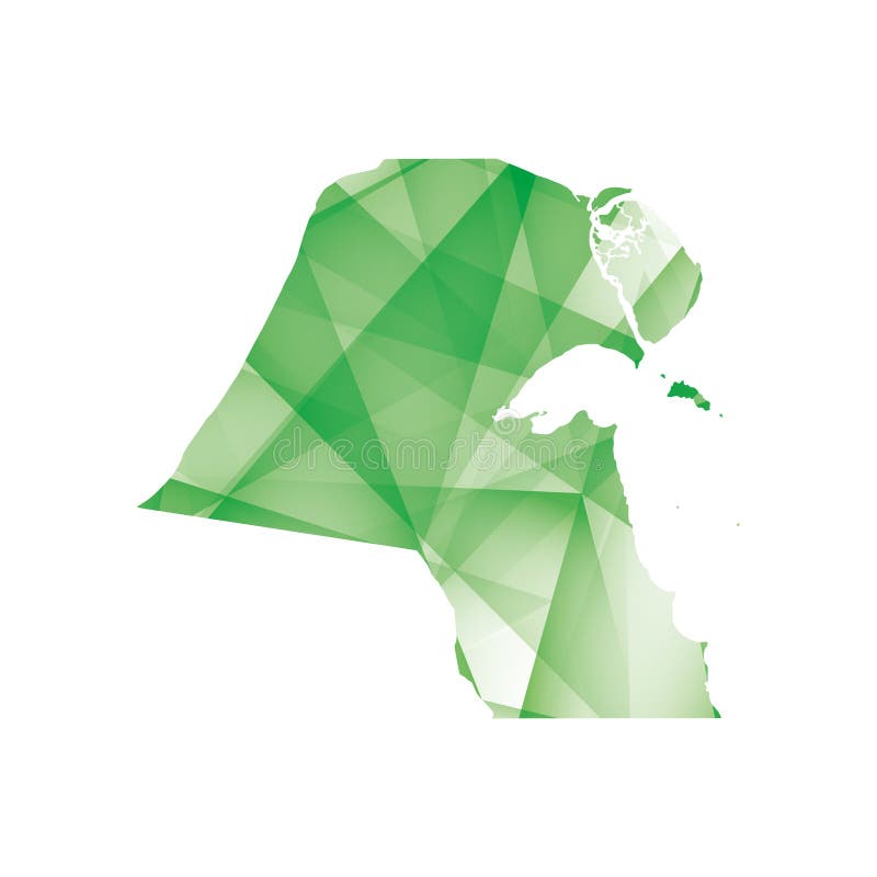 Vector Illustration of Kuwait Map with Green Colored Geometric Shapes ...