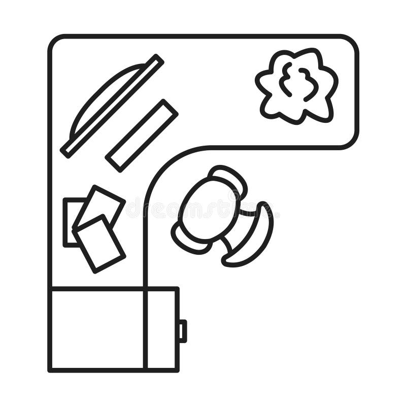 L-shaped Office Desk with Chair and Accessories Stock Vector ...