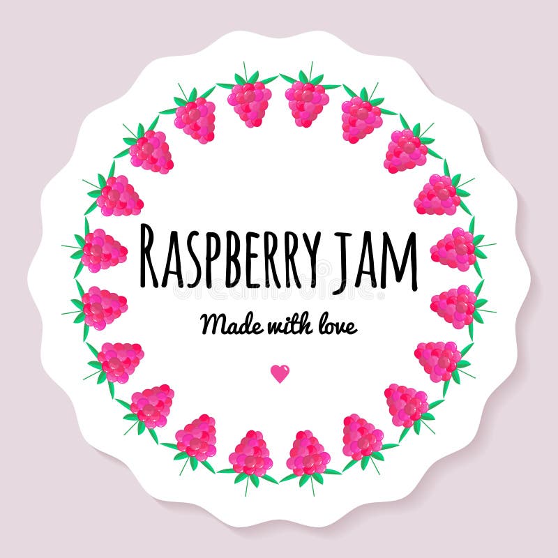 Raspberry Jam Label Template Design. Vector Illustration Stock ...