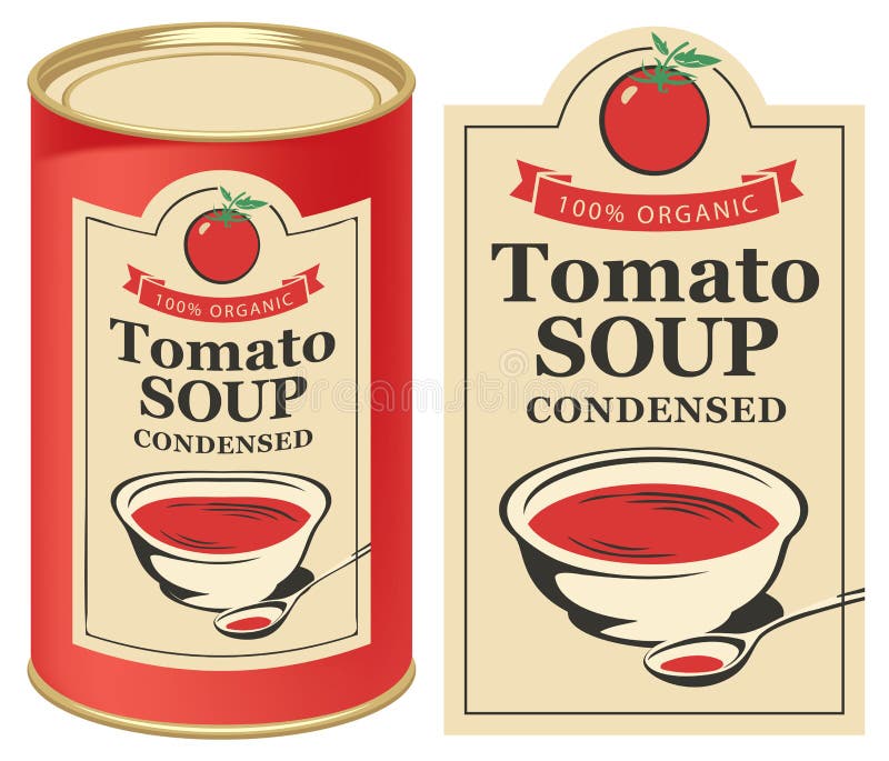 Illustration with Tin Can of Tomato Soup and Label Stock Vector ...