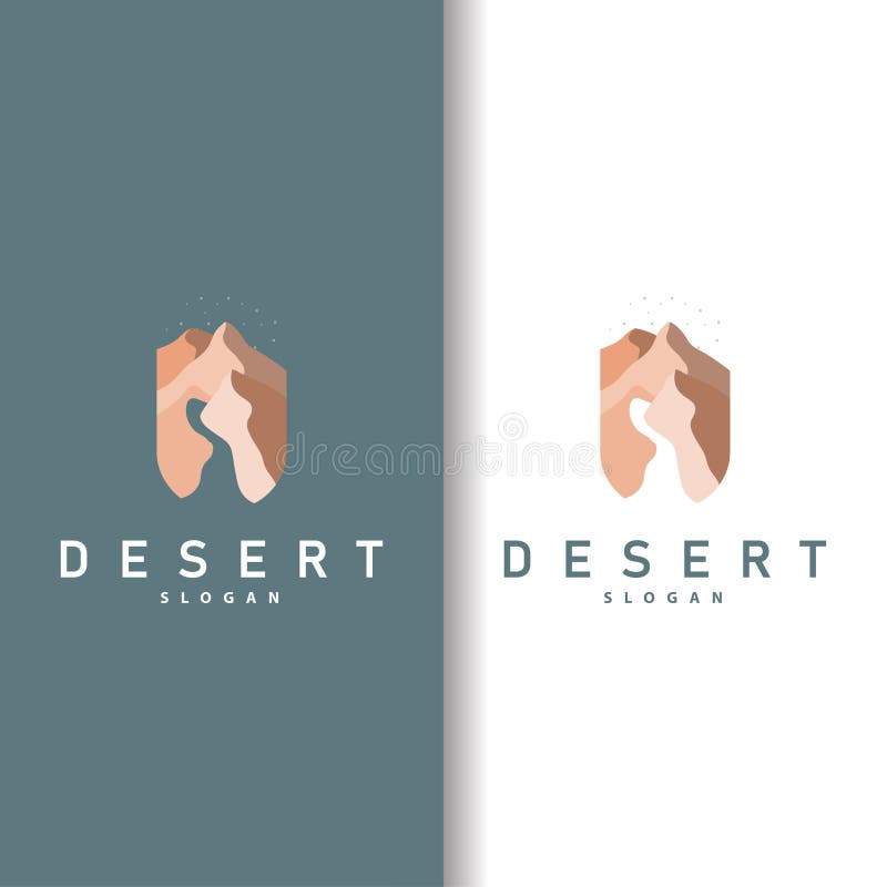 Vector Illustration Landscape Desert Logo Design with Desert Hills Sand ...