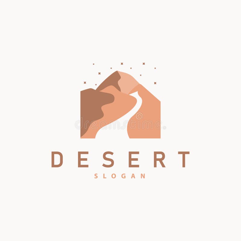 Vector Illustration Landscape Desert Logo Design with Desert Hills Sand ...