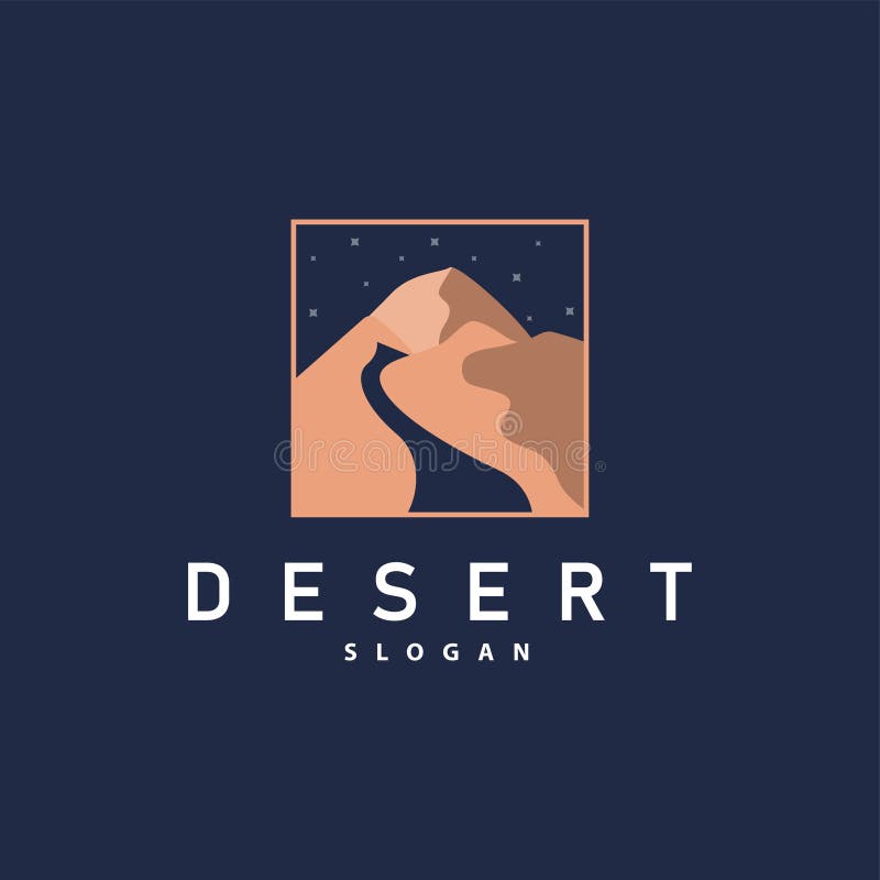 Vector Illustration Landscape Desert Logo Design with Desert Hills Sand ...