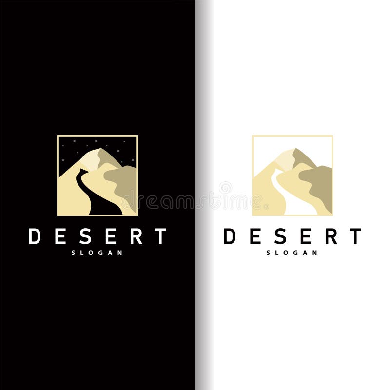 Vector Illustration Landscape Desert Logo Design with Desert Hills Sand ...