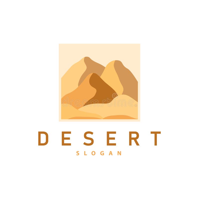 Vector Illustration Landscape Desert Logo Design with Desert Hills Sand ...
