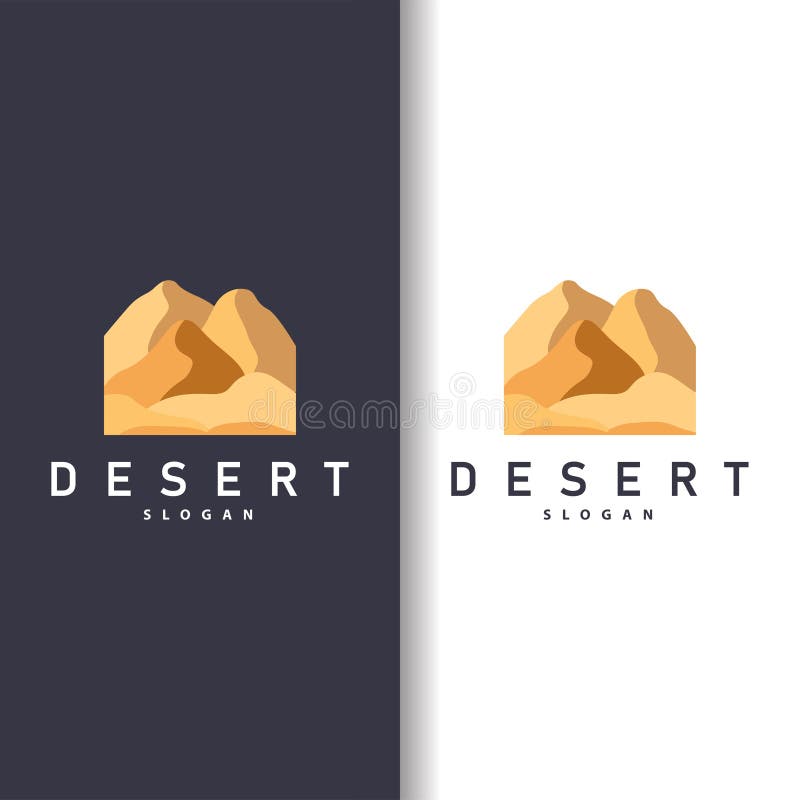 Vector Illustration Landscape Desert Logo Design with Desert Hills Sand ...