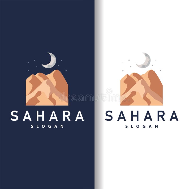 Vector Illustration Landscape Desert Logo Design with Desert Hills Sand ...