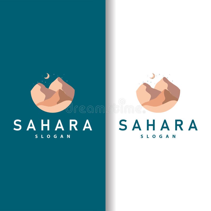 Vector Illustration Landscape Desert Logo Design with Desert Hills Sand ...