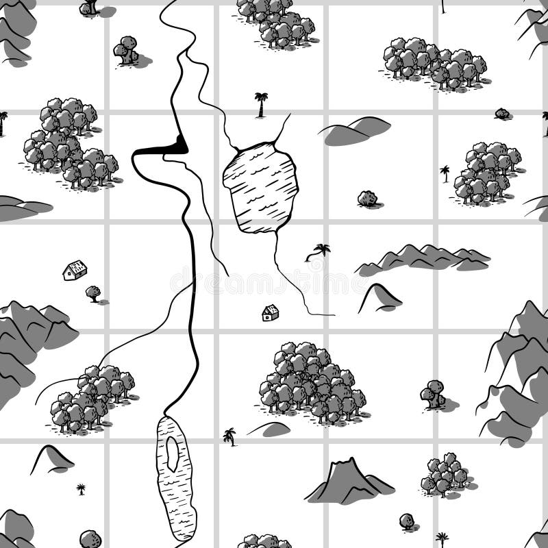 Vector Illustration. Landscape with a River and Trees Top View. Stock ...