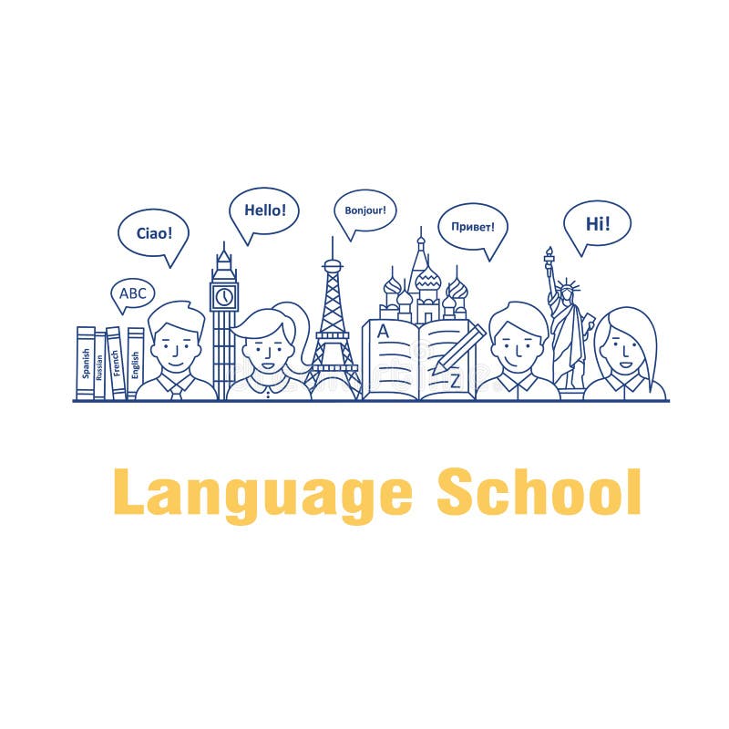 Vector Illustration for the Language Courses and Schools. Stock Vector ...