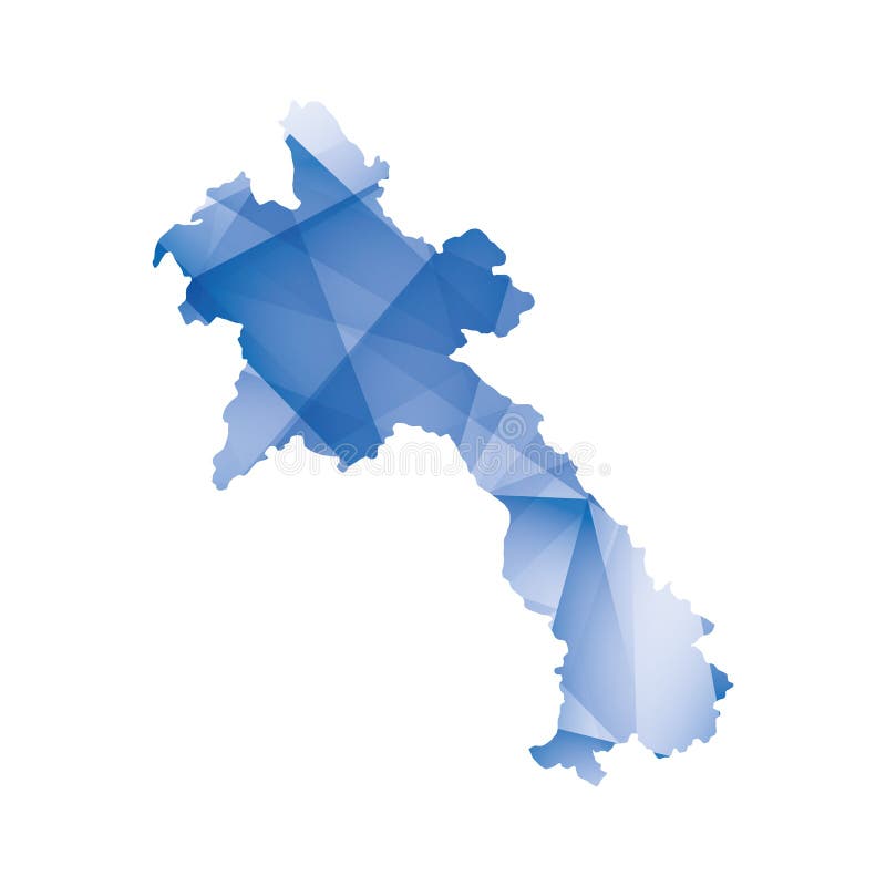 Vector Illustration of Laos Map with Blue Colored Geometric Shapes ...