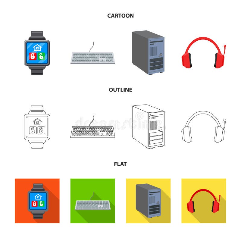 Vector Design of Laptop and Device Sign. Set of Laptop and Server Stock ...