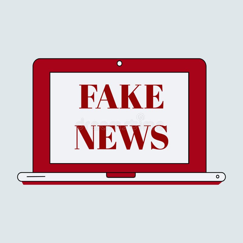 Vector Illustration of Laptop with Fake News on Screen Stock ...