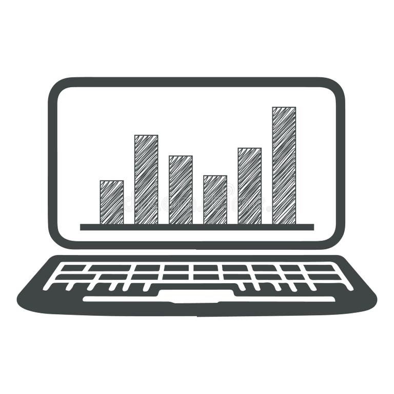 Vector Illustration Laptop with Statistics Template Stock Vector ...