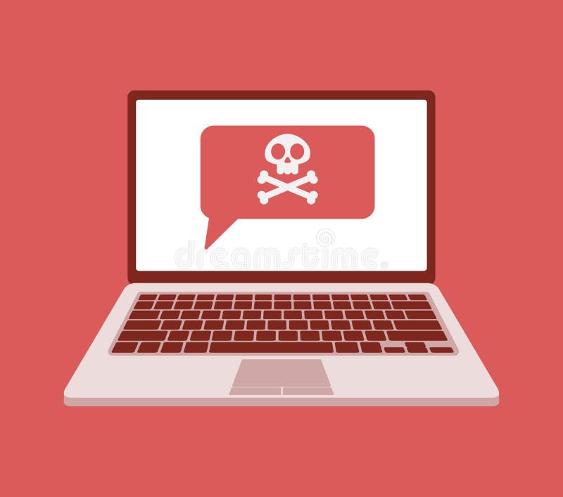Vector Illustration of Laptop System Error Warning. Virus Attention ...