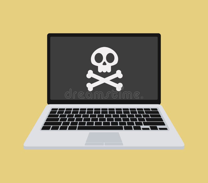 Vector Illustration of Laptop System Error Warning. Virus Attention ...