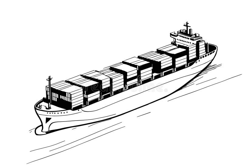 Large Cargo Ship Carrying Containers on the Ocean Stock Vector ...