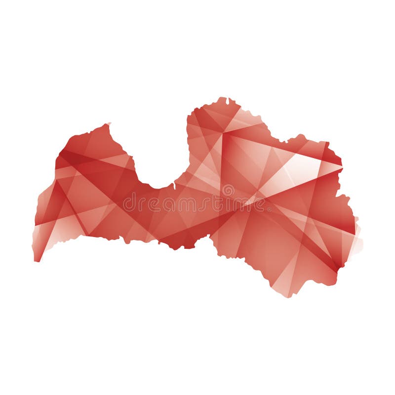 Vector Illustration of Latvia Map with Red Colored Geometric Shapes ...