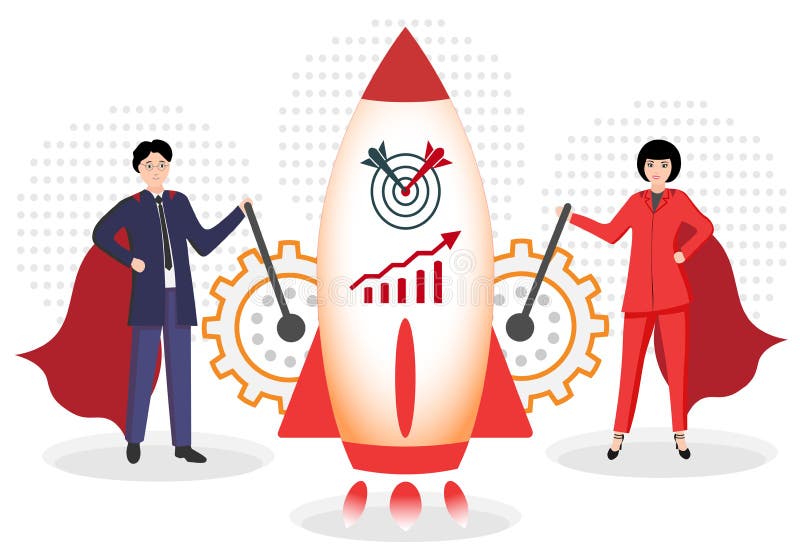 Vector Illustration of the Launch of a Business Project, Start in ...