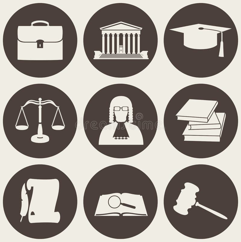 Vector Illustration of Law Icons Circle Collection in Flat Style Stock ...