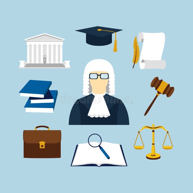 Vector Illustration of Law Icons Set in Flat Style Stock Vector ...