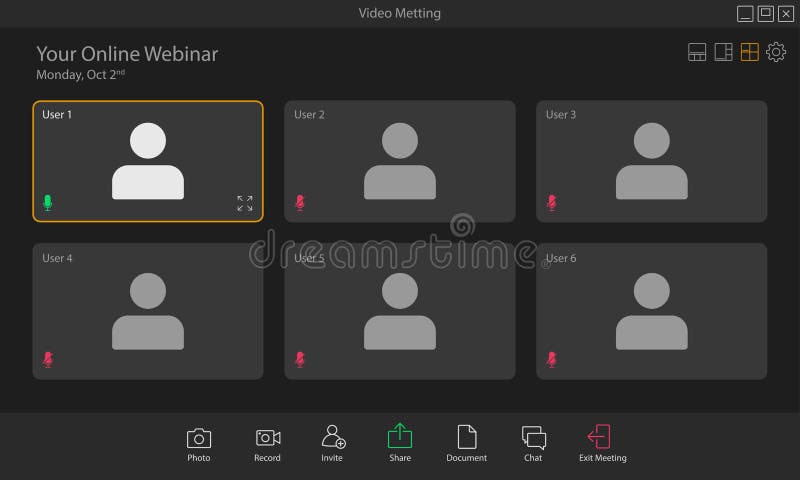 Vector Illustration of the Layout of a Video Conference App. Stock ...