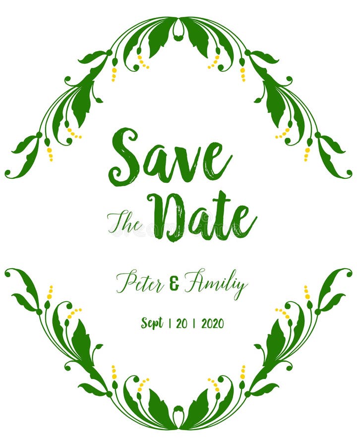 Vector Illustration Leaf Floral Frame with Template Save the Date Stock ...