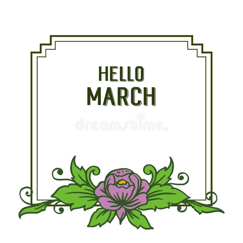 Vector Illustration Leaf Flower Frame for Decoration Hello March Stock ...