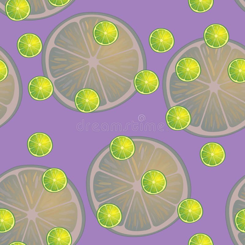 Vector Illustration of Lemon Slices in Same Sizes on Purple Background ...