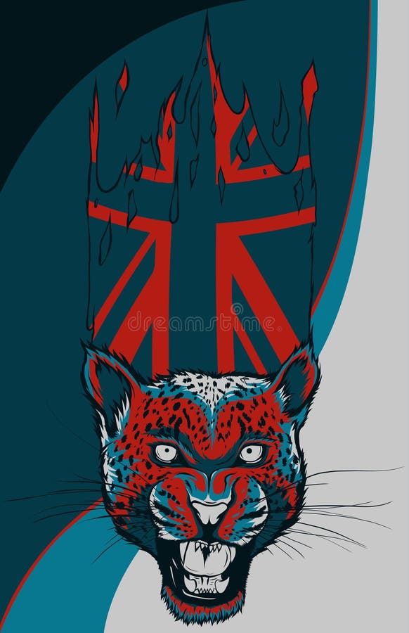 Vector Illustration of Leopard Head with British Flag Stock Vector ...