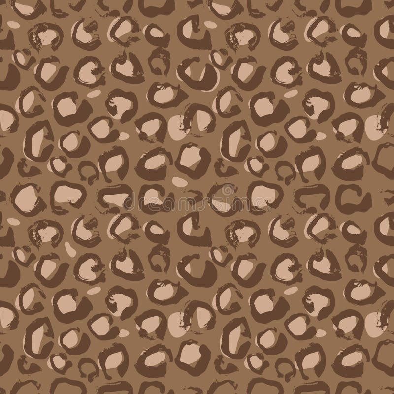 Vector Illustration Leopard Print Seamless Pattern. Brown Hand Drawn ...