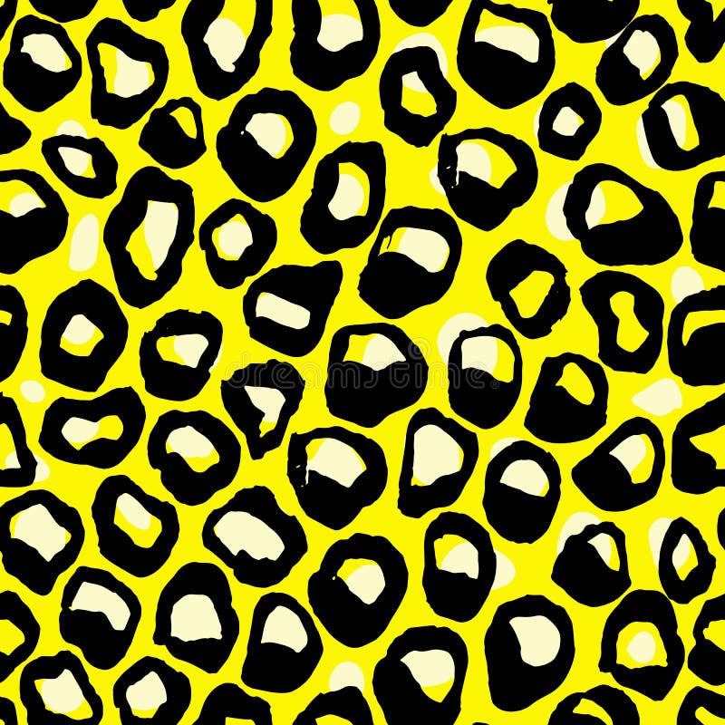 Vector Illustration Leopard Print Seamless Pattern. Yellow Hand Drawn ...