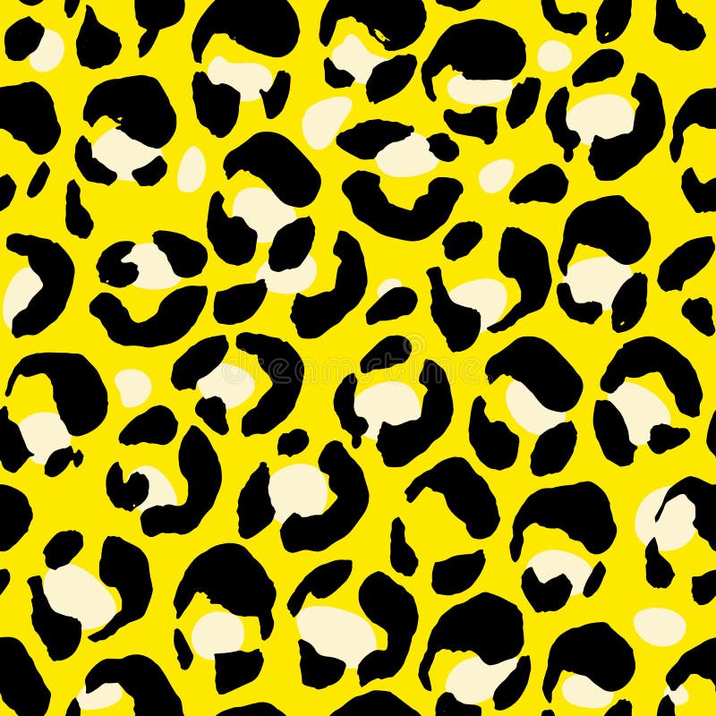 Vector Illustration Leopard Print Seamless Pattern. Yellow Hand Drawn ...