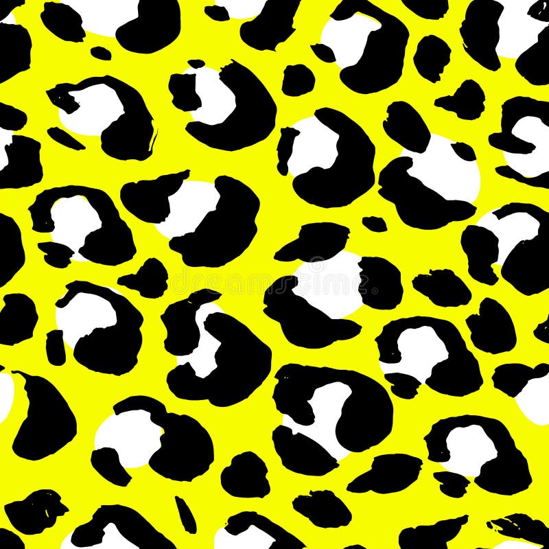 Vector Illustration Leopard Print Seamless Pattern. Yellow Hand Drawn ...