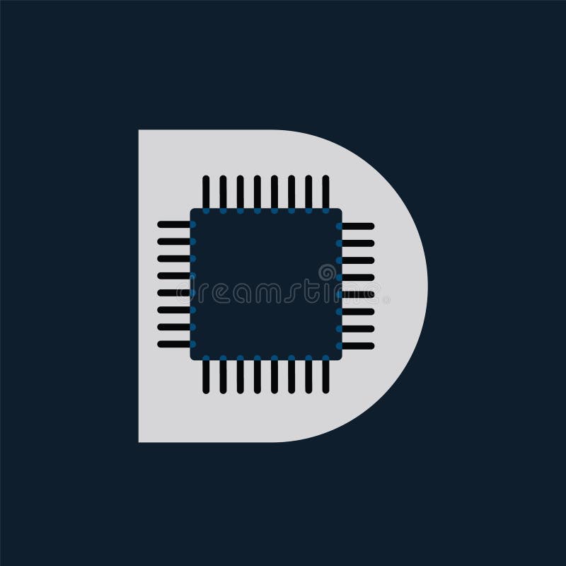 D Logo Template with Additional Combination of Processor Stock Vector ...