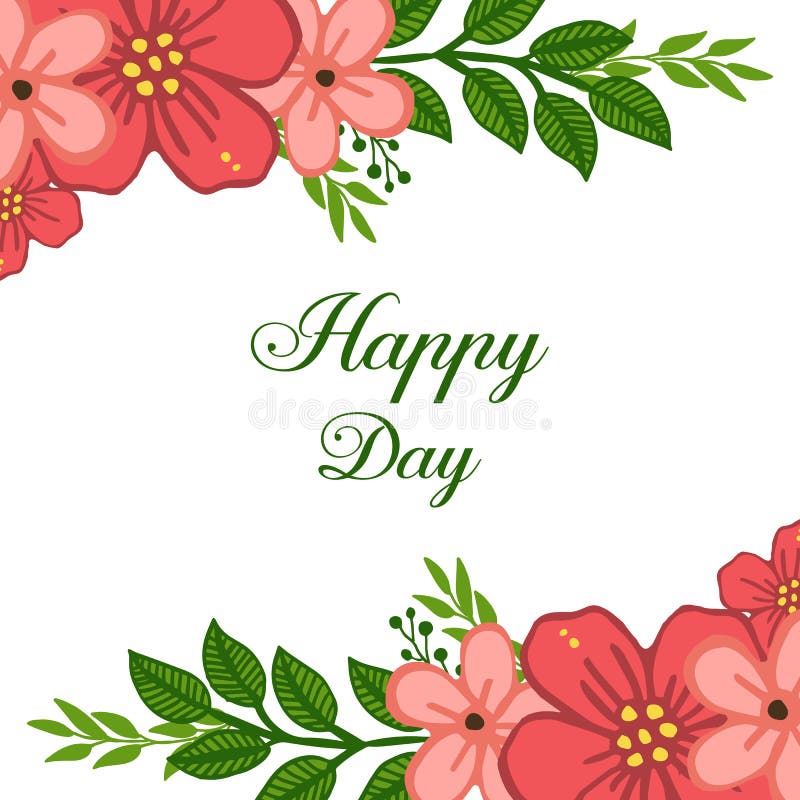 Vector Illustration Letter Happy Day with Pattern Orange Flower Frame ...