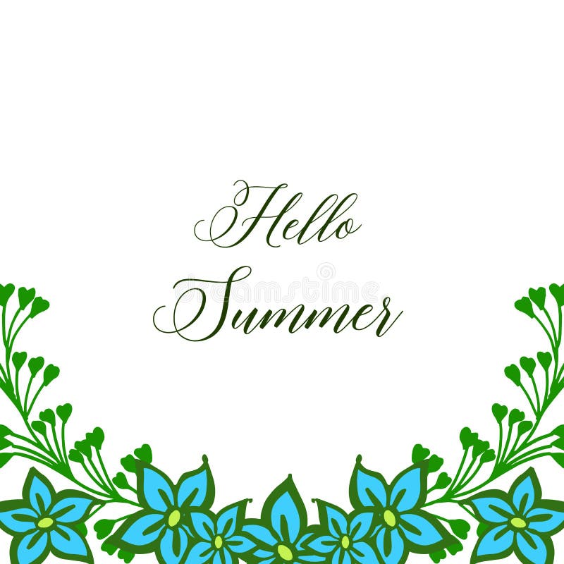 Vector Illustration Letter Hello Summer for Pattern Blue Flower Frame ...