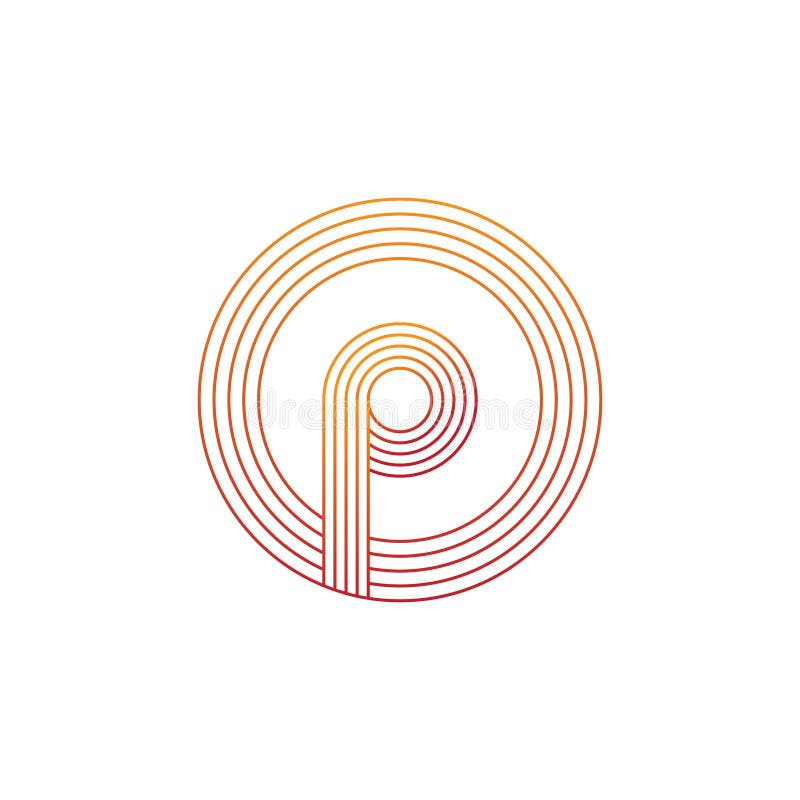 Vector Illustration Letter P and Circle Line Icon Logo Design Stock ...