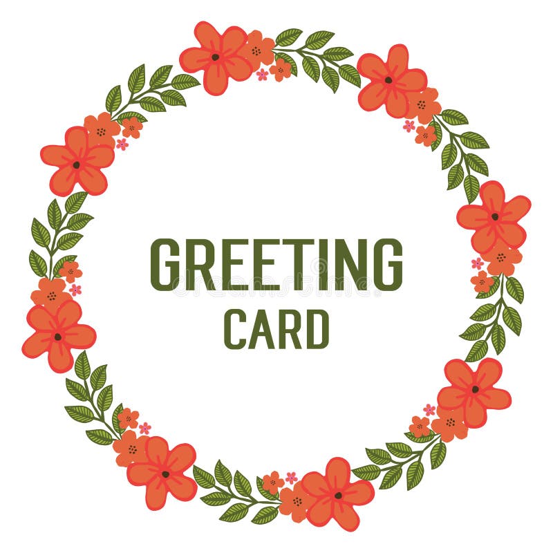 Vector Illustration Lettering of Greeting Card with Wreath Frame Blooms ...