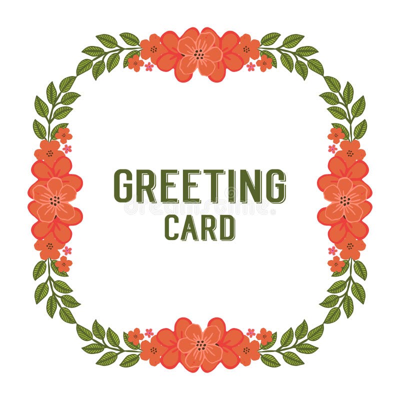 Vector Illustration Lettering of Greeting Card with Wreath Frame Blooms ...