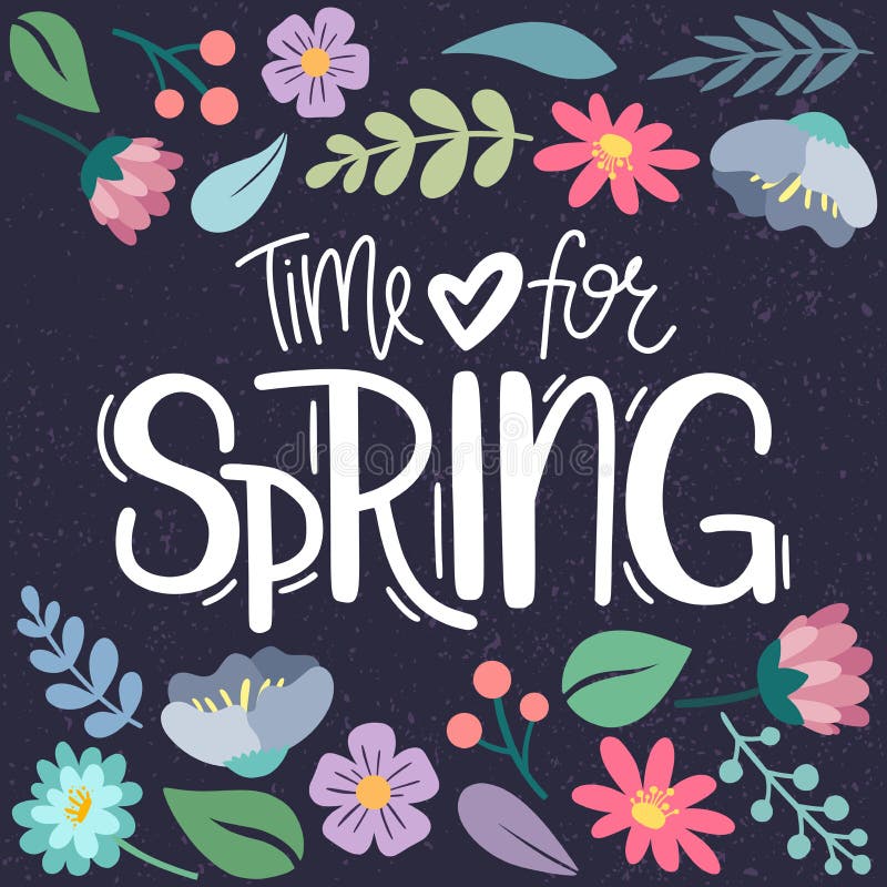 Vector Illustration with Lettering Time for Spring. Stock Vector ...