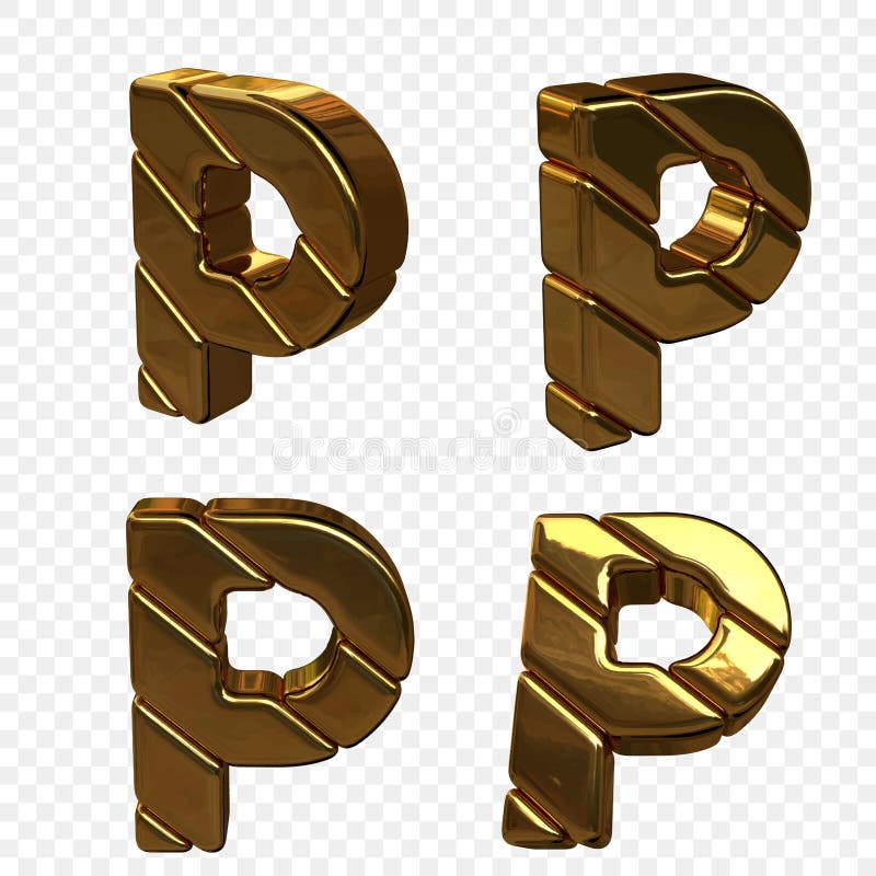 Vector Illustration of Letters Made of Gold. 3d Letter P Stock ...