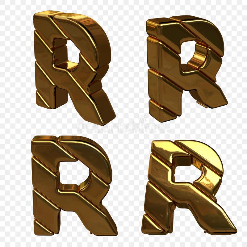 Vector Illustration of Letters Made of Gold. 3d Letter R Stock ...