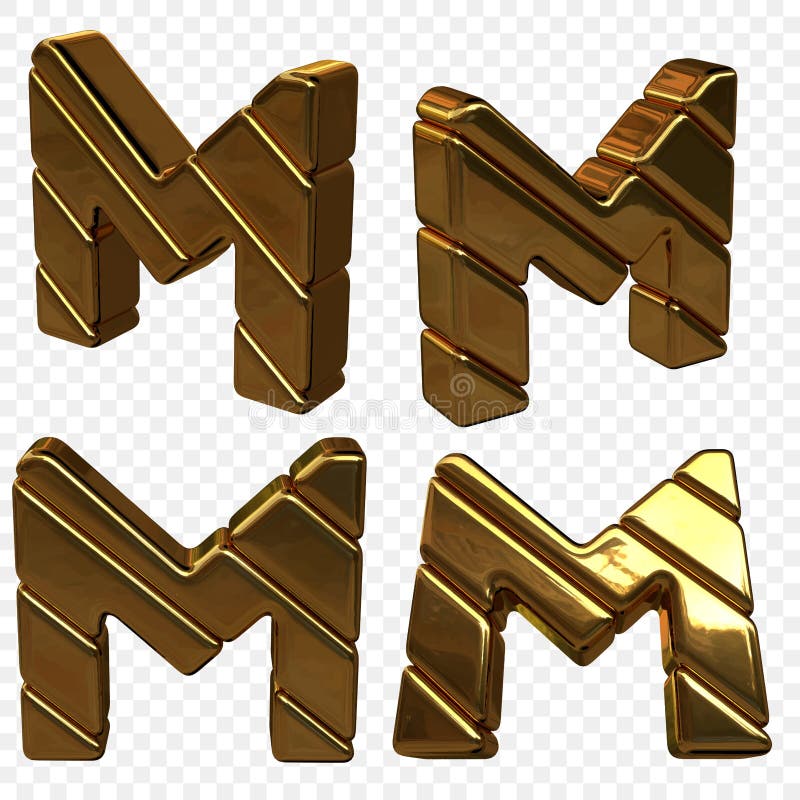 Vector Illustration of Letters Made of Gold. 3d Letter M Stock Vector ...