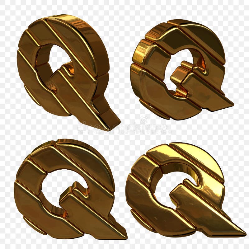 Vector Illustration of Letters Made of Gold. 3d Letter Q Stock Vector ...
